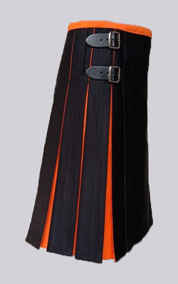 Classic Hybrid Black and Orange Kilt - Scotland Kilt