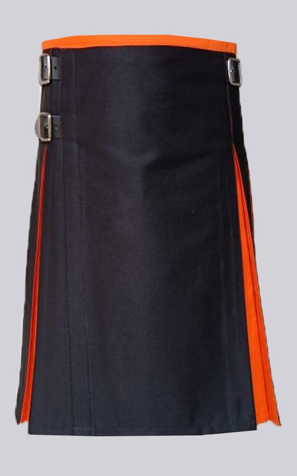 Classic Hybrid Black and Orange Kilt - Scotland Kilt