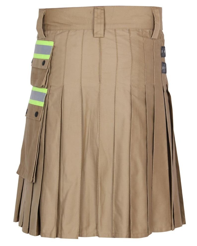 Khaki Firefighter Utility Kilt For Men - Scotland Kilt