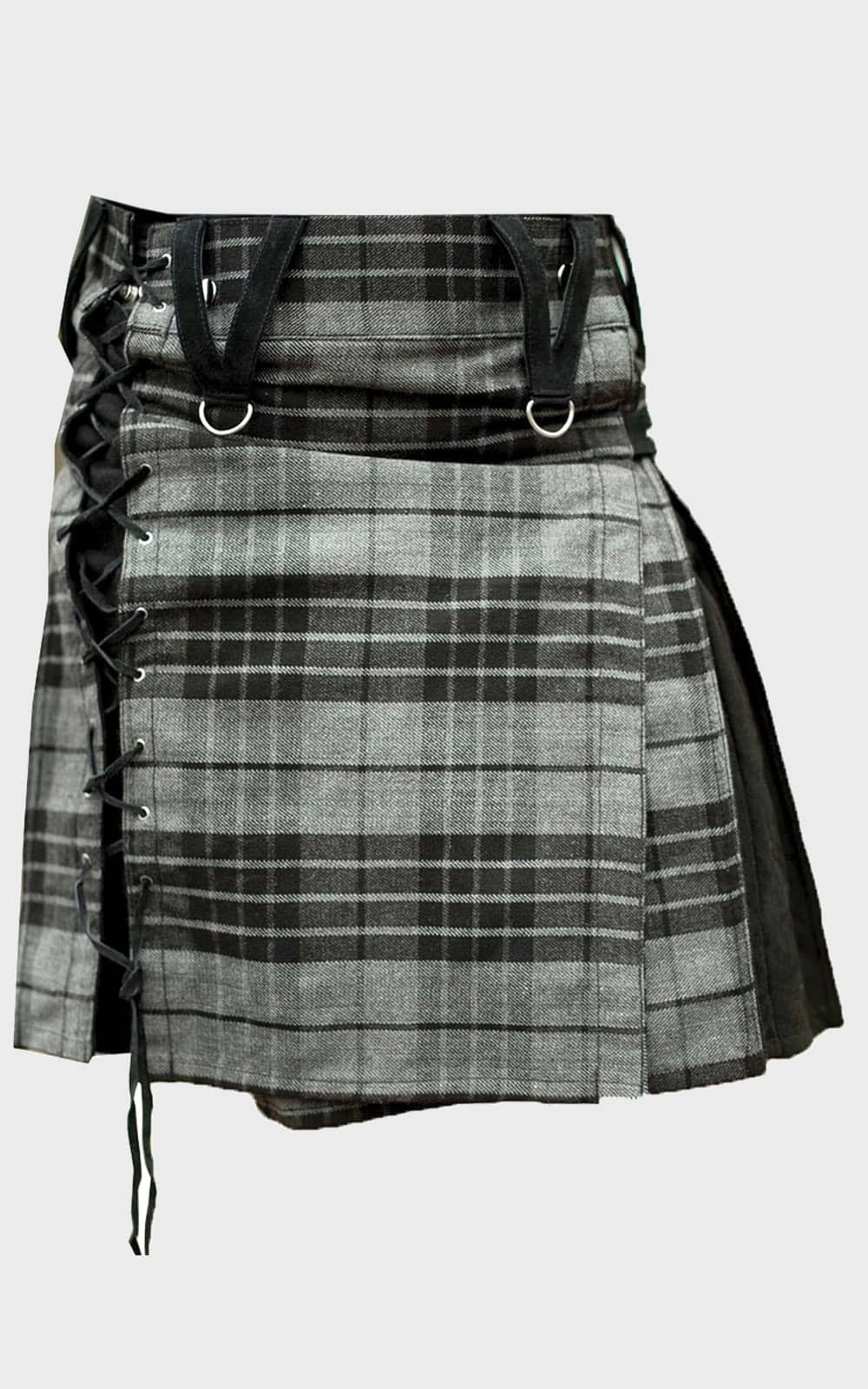 Modern Grey Box Pleated Hybrid Kilt - Scotland Kilt
