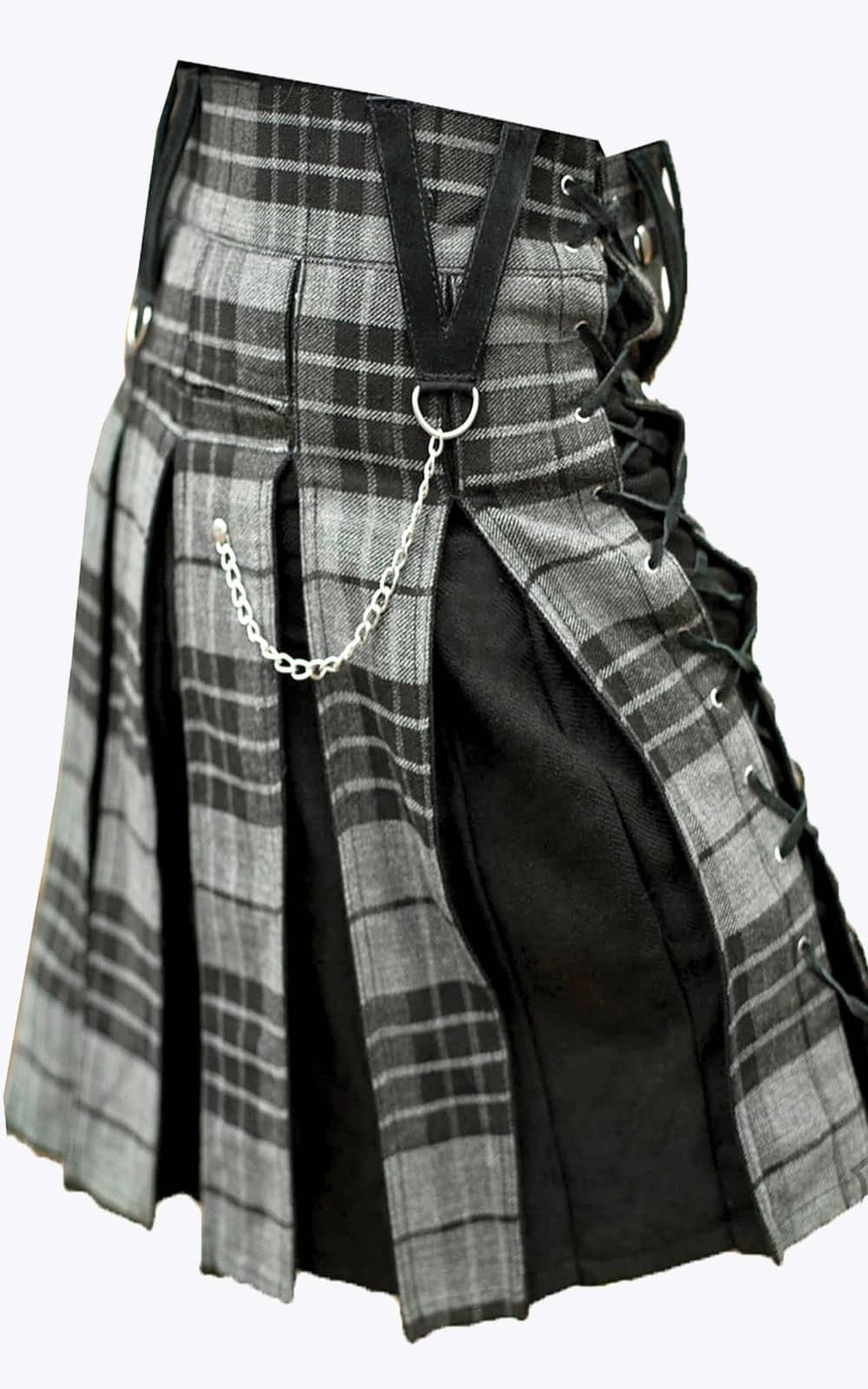 Modern Grey Box Pleated Hybrid Kilt - Scotland Kilt