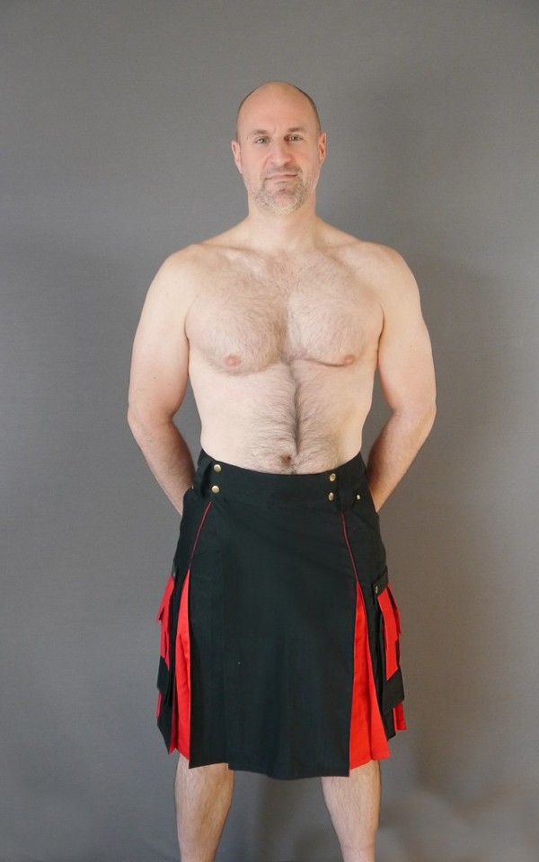 Black and Red Box Pleated Kilt - Scotland Kilt
